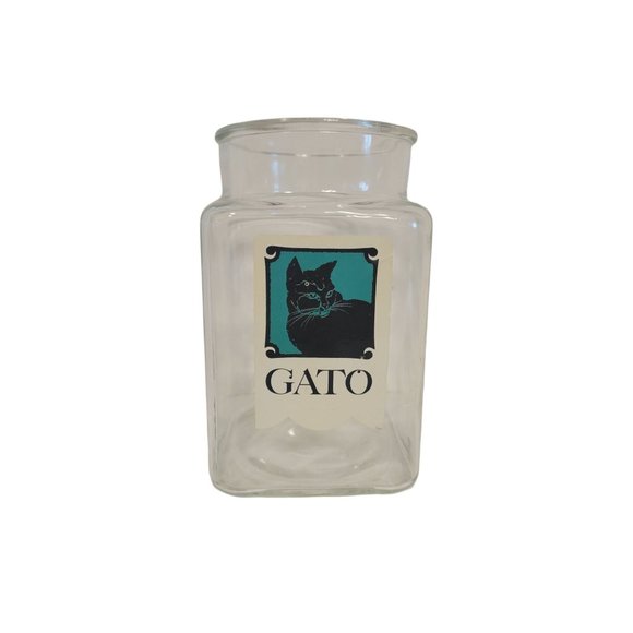 Vintage | Kitchen | Vintage Large Gato Cat Clear Glass Storage Canister ...
